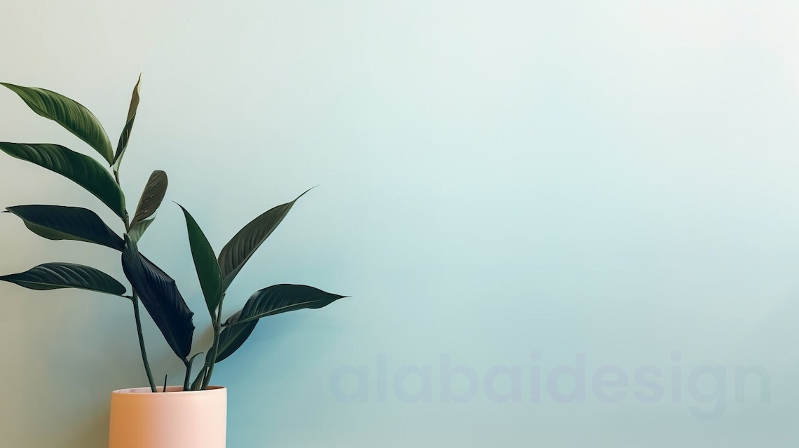 Minimalist Zoom Background (TWO) | Potted Plant Home Office Decor ...