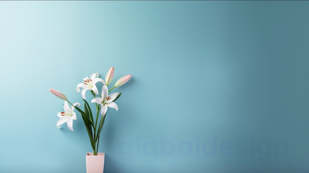 Blue Lily Zoom Background: Elegant Home Office Backdrop (digital ...