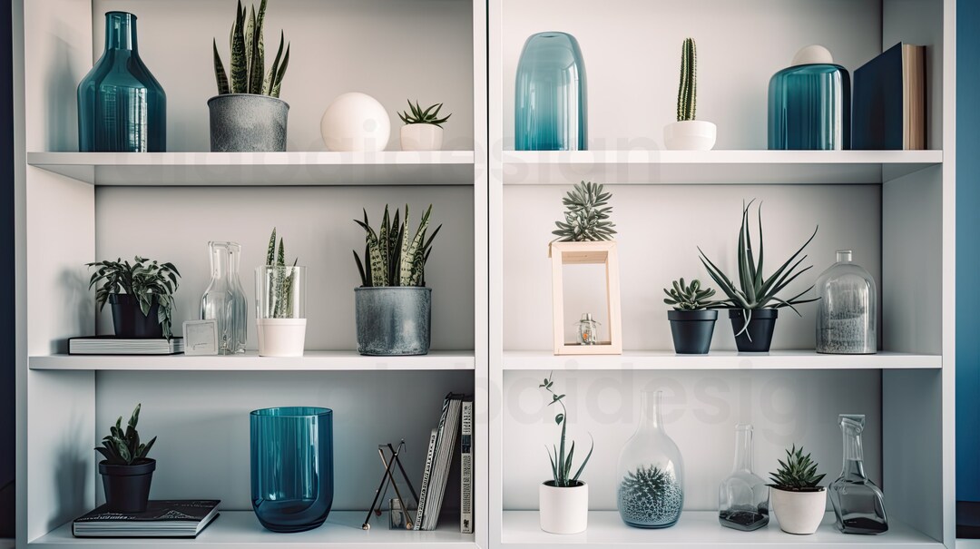 Zoom Virtual Background | Cool Blue Bookcase | Design for Professional ...