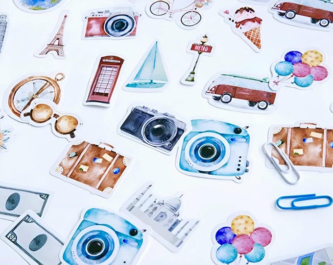 Sticker Sheet Reisen, Traveling Sticker Sheet für Journal ...