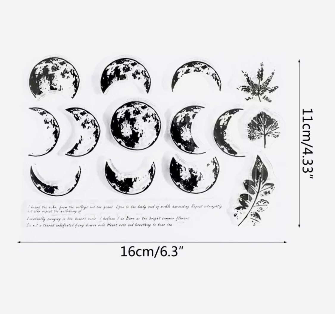 Moon Stamp Set Celestial Stamps Craft Supplies Scrapbook | Etsy