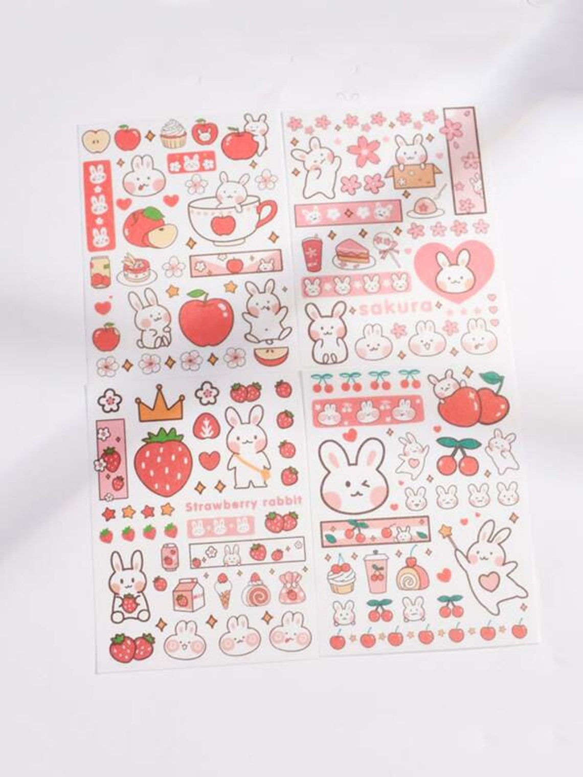 Kawaii Rabbit Stickers 4 Sheets Bunny Stickers Scrapbook - Etsy UK
