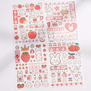 Kawaii Rabbit Stickers - 4 Sheets Bunny Stickers - Scrapbook Supplies ...