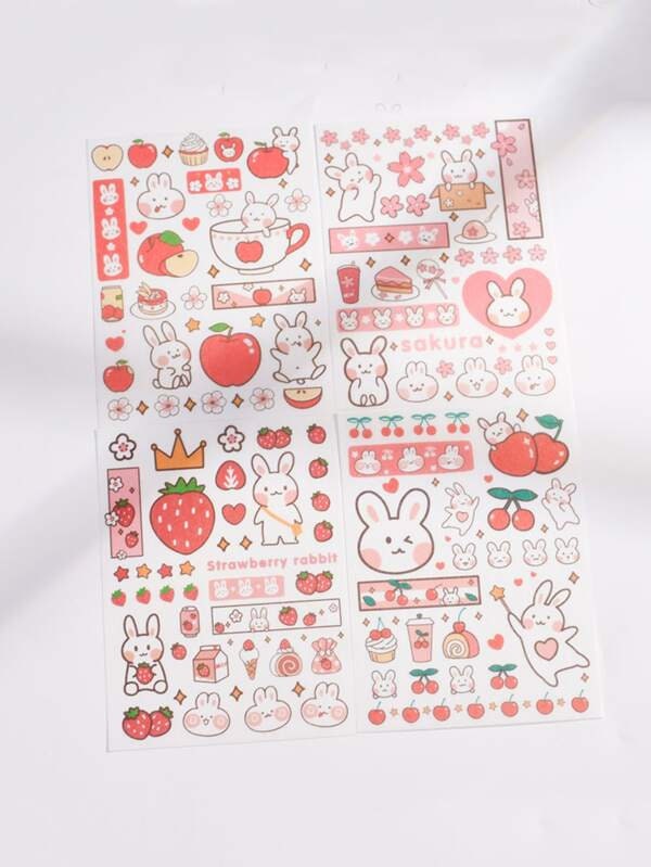 Kawaii Rabbit Stickers 4 Sheets Bunny Stickers Scrapbook - Etsy