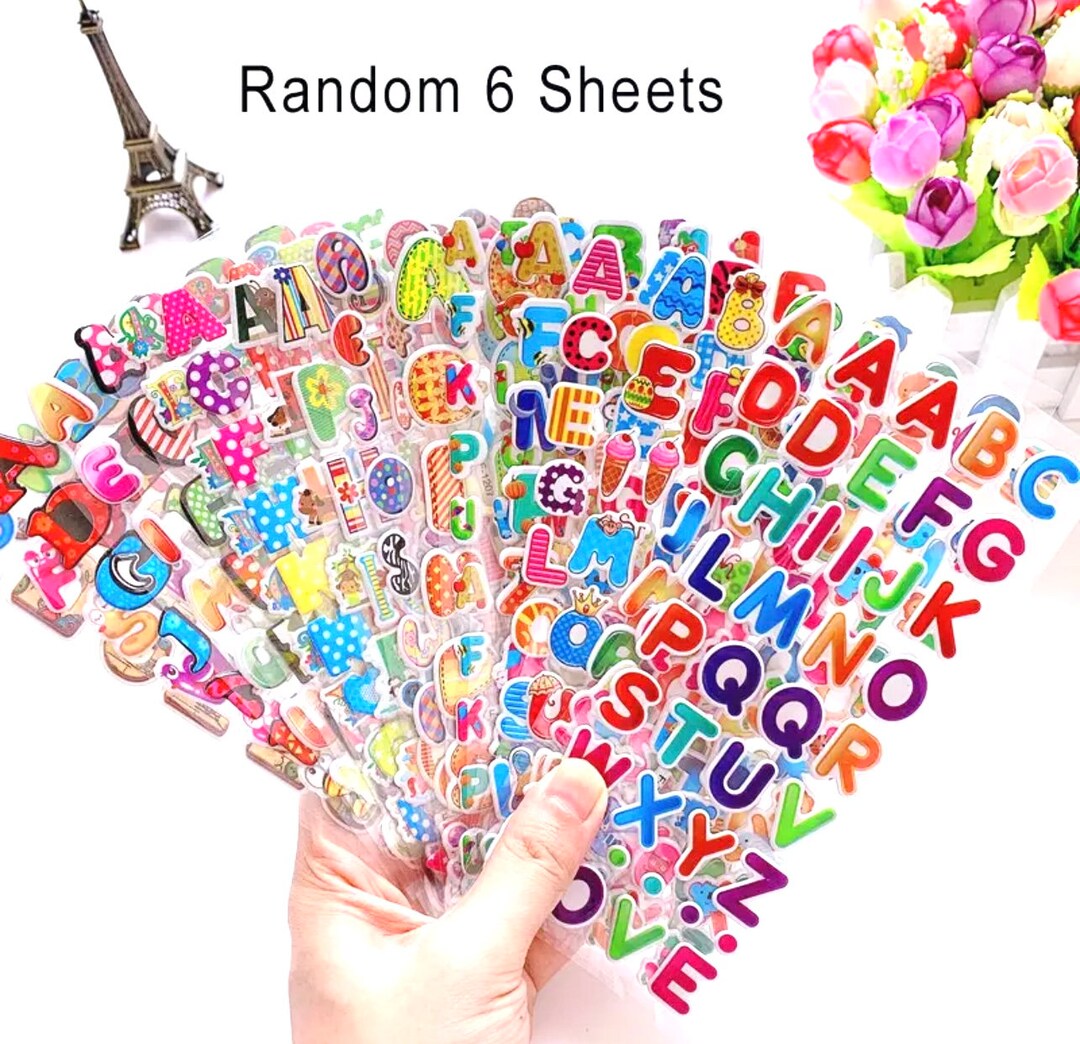 6 Sheets of 3D Alphabet & Number Stickers - Puffy Stickers - Scrapbook ...