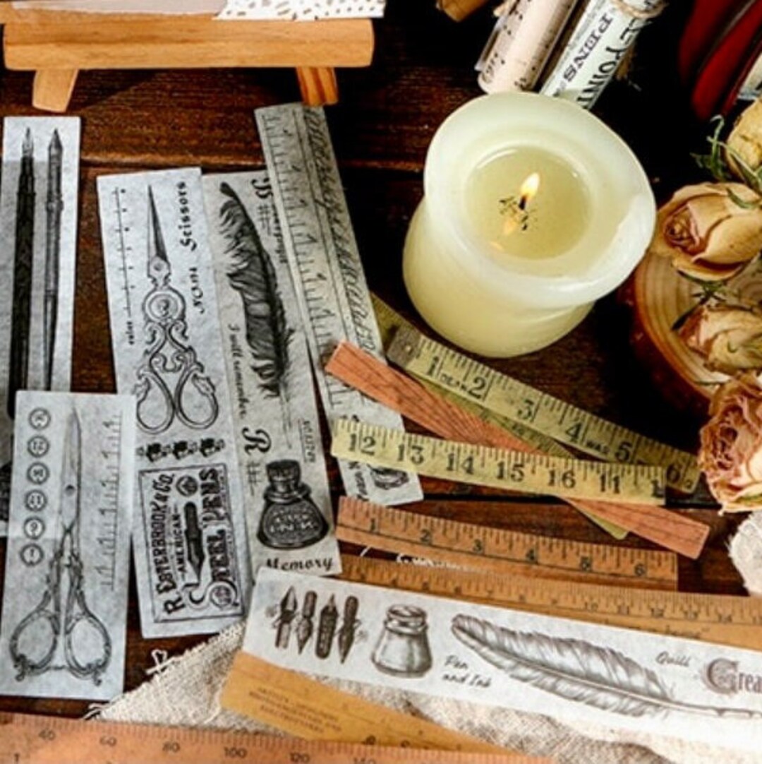 40 Retro Stationery Themed Stickers Scrapbook Supplies - Etsy