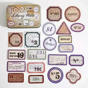 40 Stickers in Tin SIX DESIGNS Vintage Look Stickers Junk Journal ...