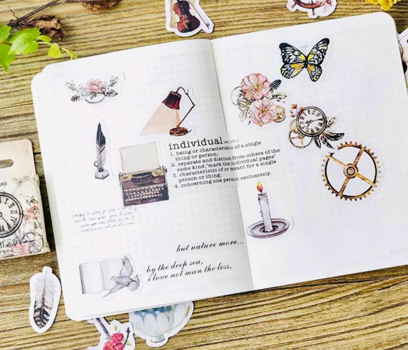 Aesthetic Stickers - 46 Journal Stickers - Scrapbook Supplies - Craft ...