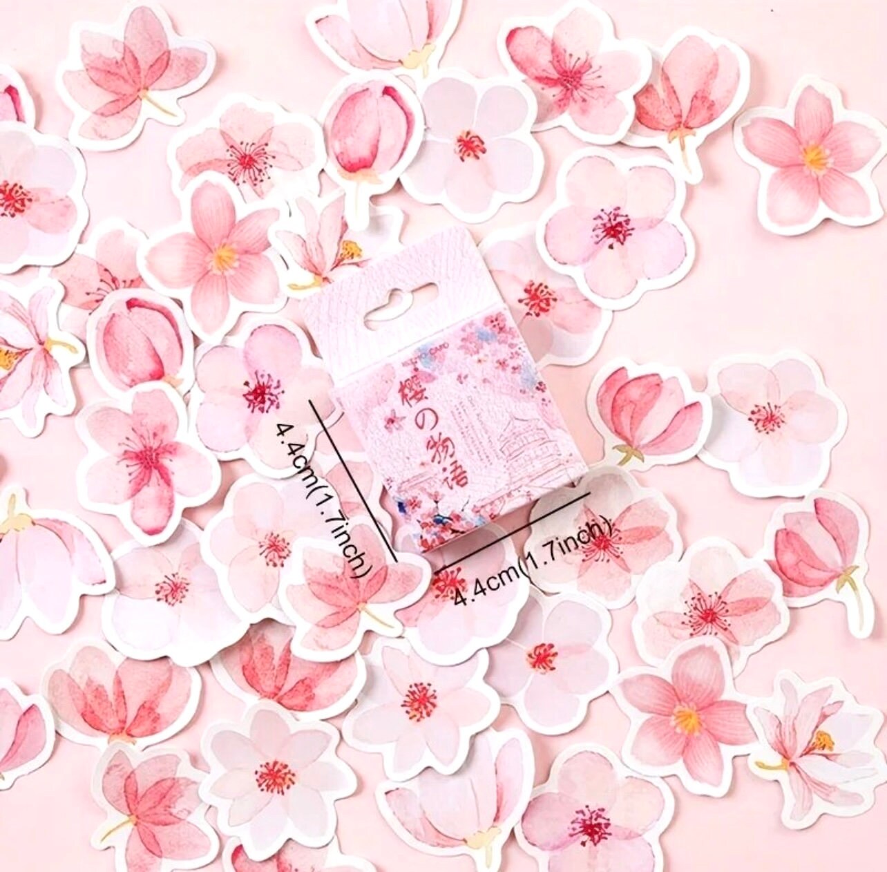 45 Cherry Blossom Stickers - Scrapbook Supplies - Pink Flower Stickers ...