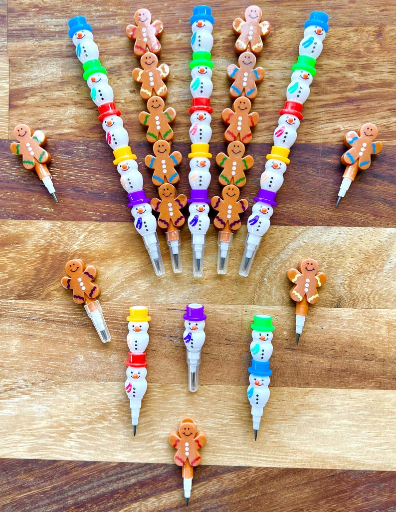 Gingerbread Man & Snowmen Pencils - Stocking Fillers - Christmas Gift ...