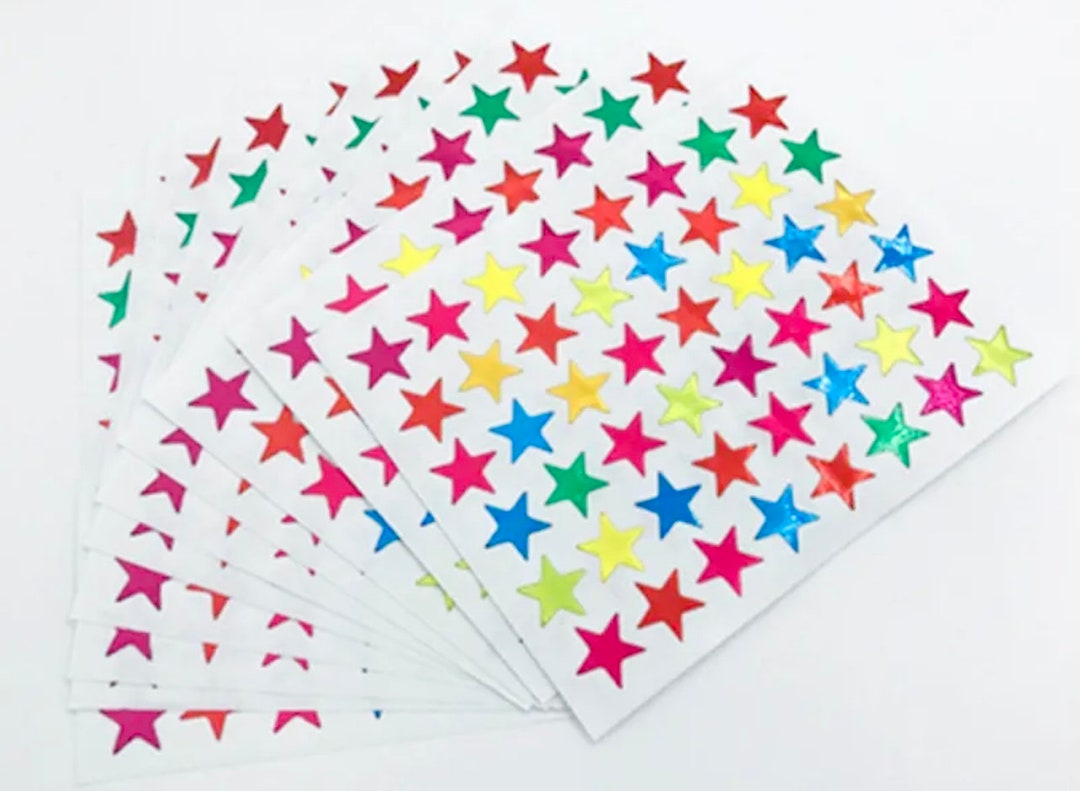 Multicoloured Shiny Star Stickers - 6 Sheets of Reward Stickers ...