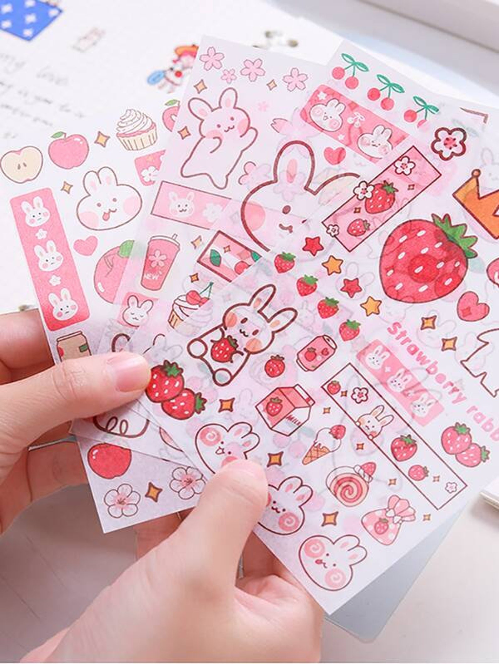 Kawaii Rabbit Stickers 4 Sheets Bunny Stickers Scrapbook - Etsy