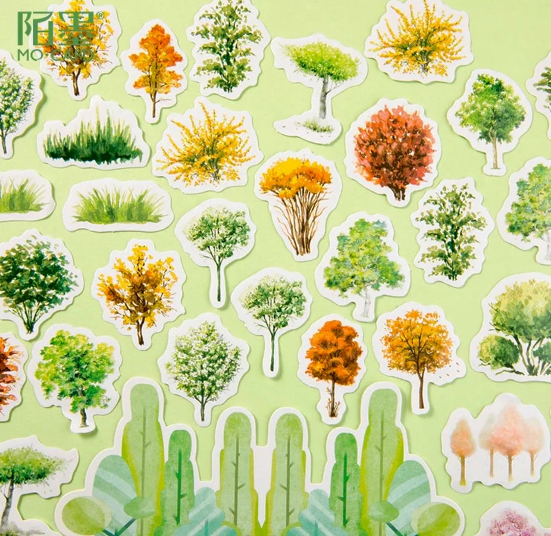 Tree Sticker Set - Decorative Stickers - Scrapbook Supplies - Forest ...