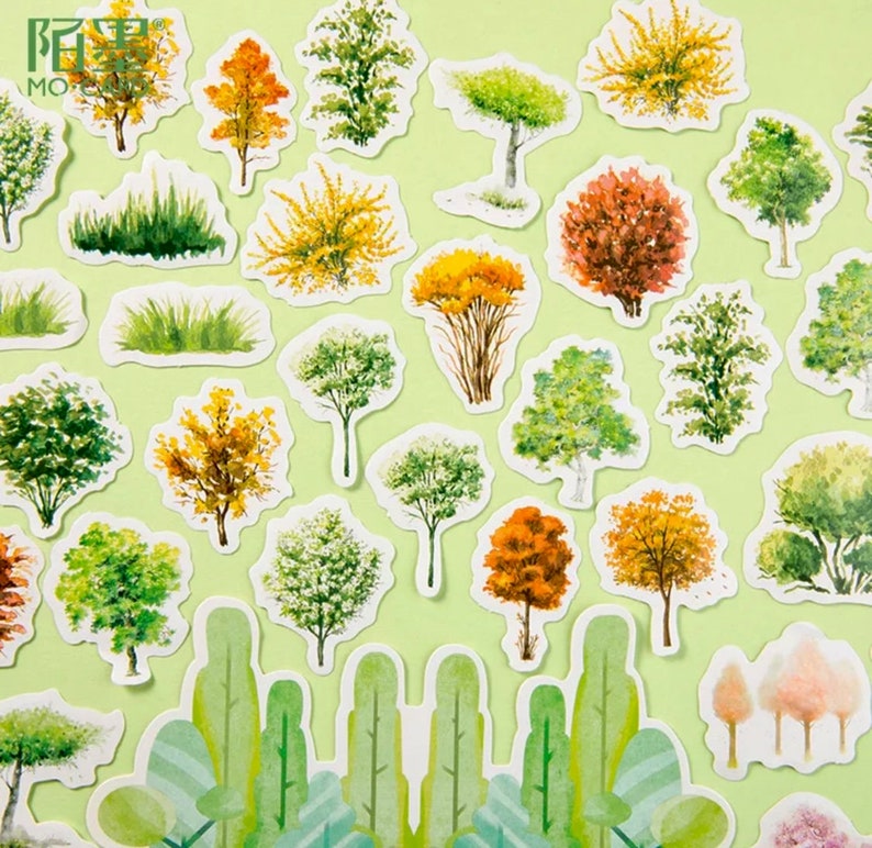 Tree Sticker Set - Decorative Stickers - Scrapbook Supplies - Forest ...