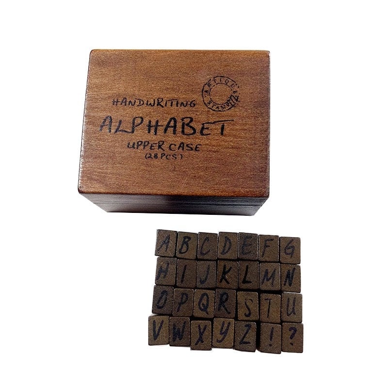 Handwriting Alphabet Stamp Set Letter Stamps in Box Wooden - Etsy