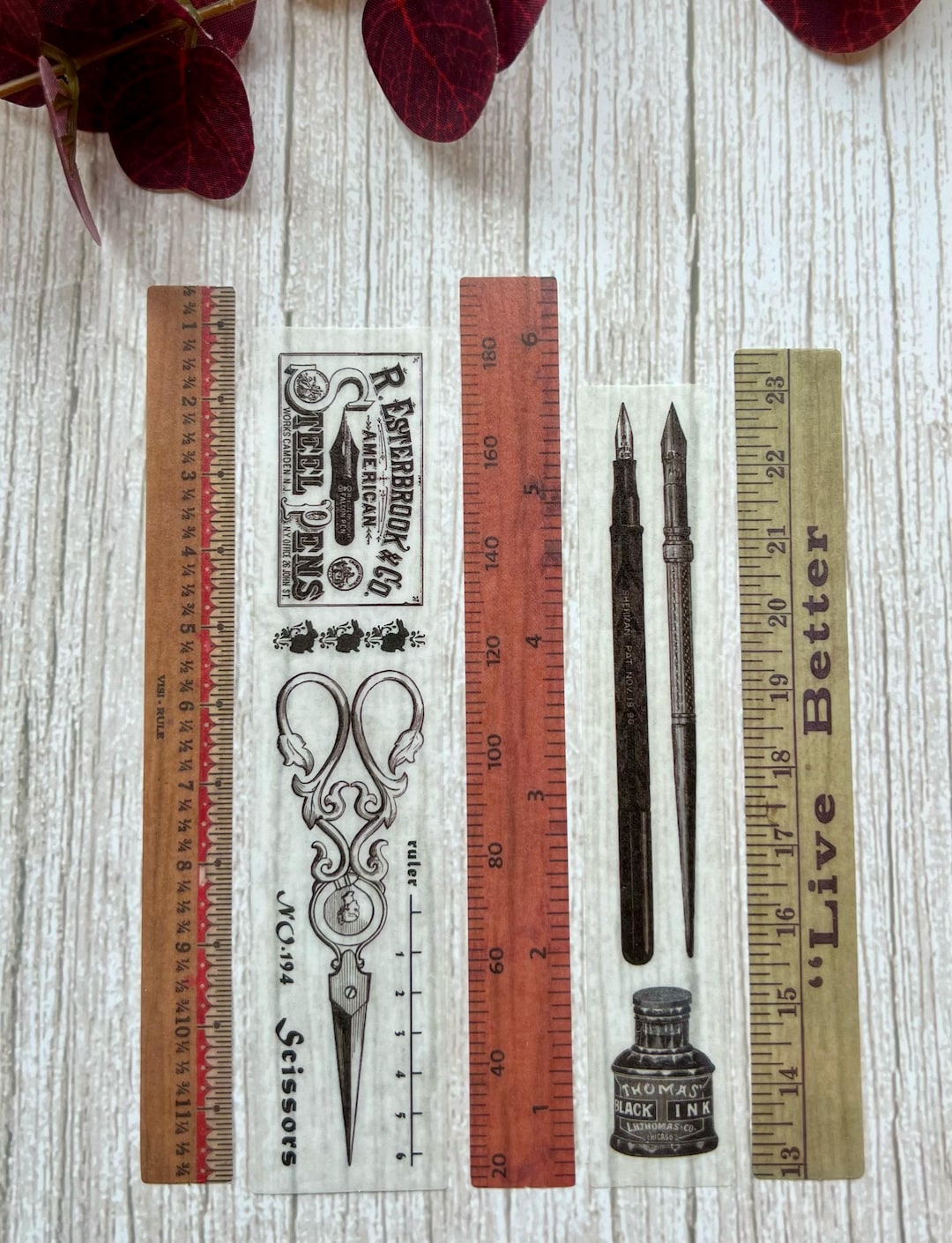 40 Retro Stationery Themed Stickers - Scrapbook Supplies - Junk Journal ...