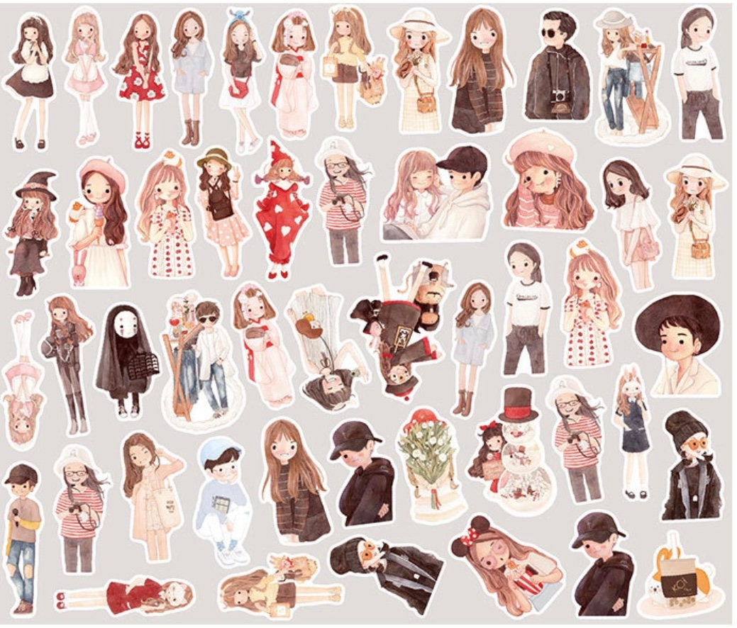 100 Cartoon Stickers - 5 Different Designs - Creative Journalling ...
