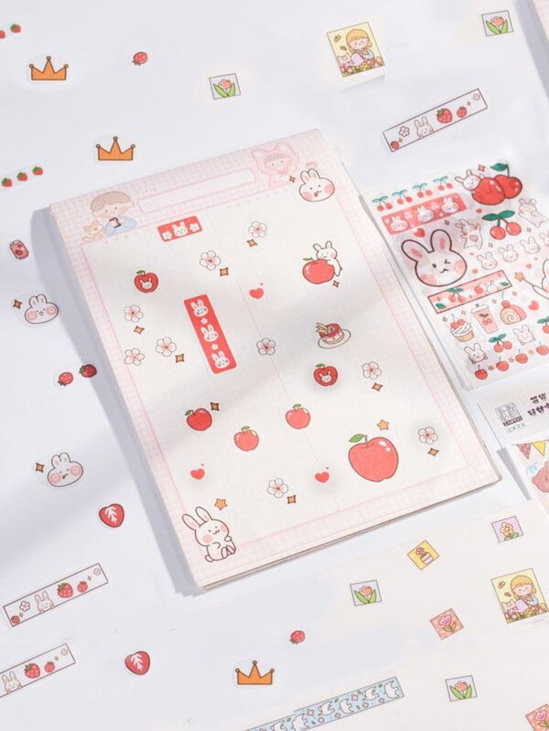 Kawaii Rabbit Stickers 4 Sheets Bunny Stickers Scrapbook - Etsy