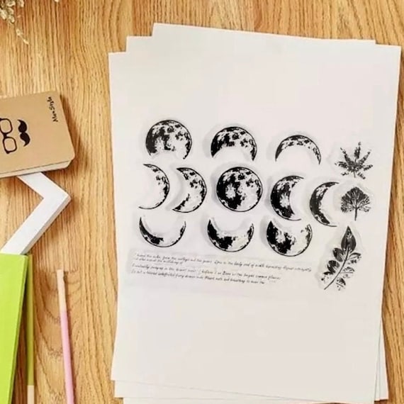 Moon Stamp Set Celestial Stamps Craft Supplies Scrapbook | Etsy