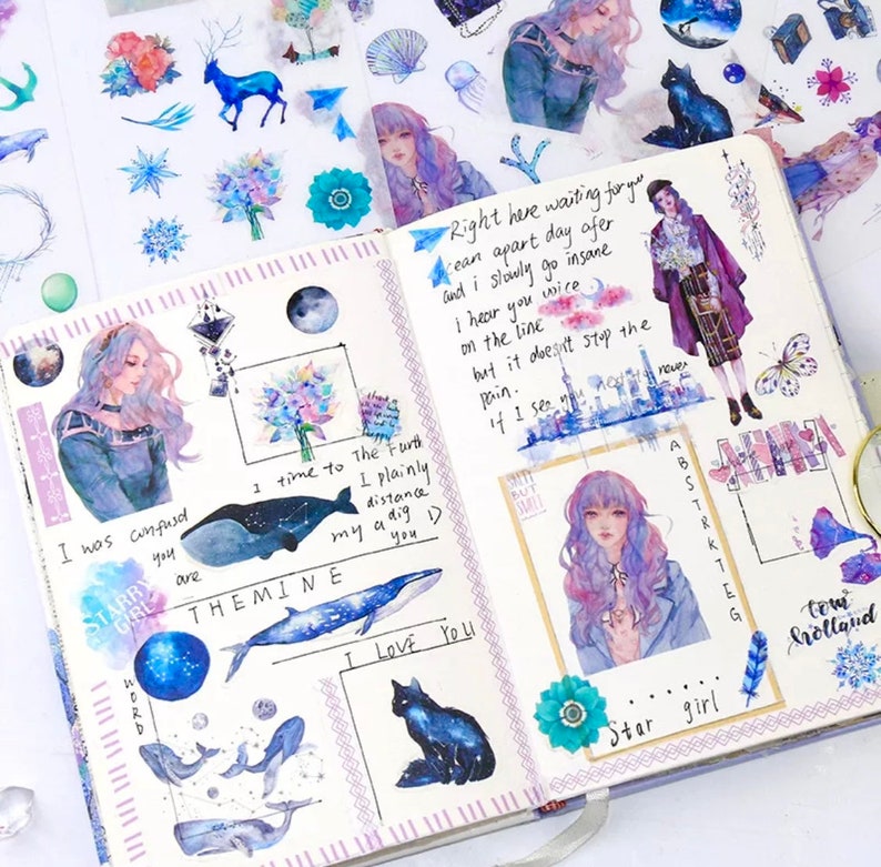 Aesthetic Sticker Sheets Scrapbook Supplies Card Making - Etsy