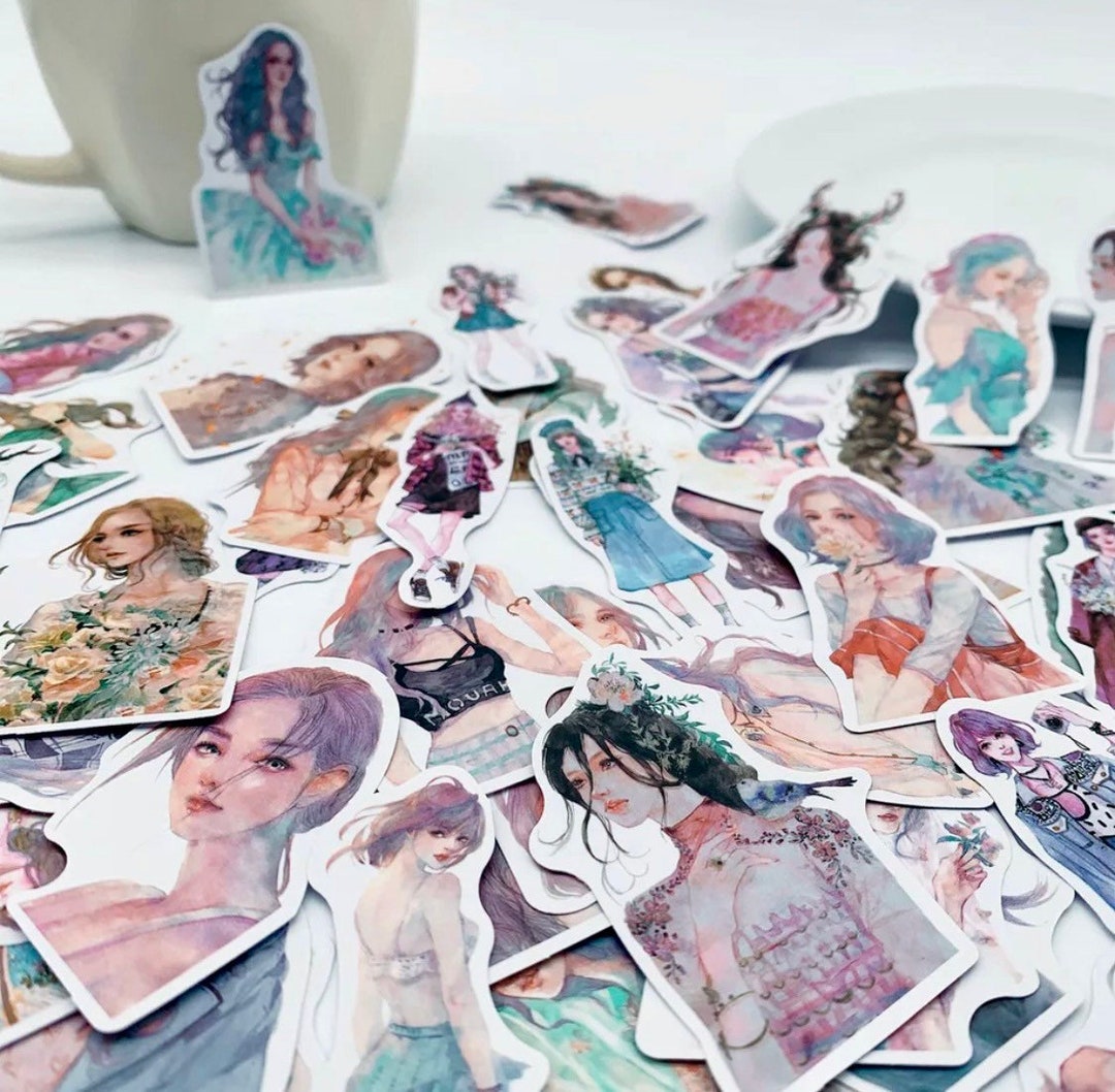 50 Female Stickers Journal Supplies Aesthetic Stickers Scrapbook ...