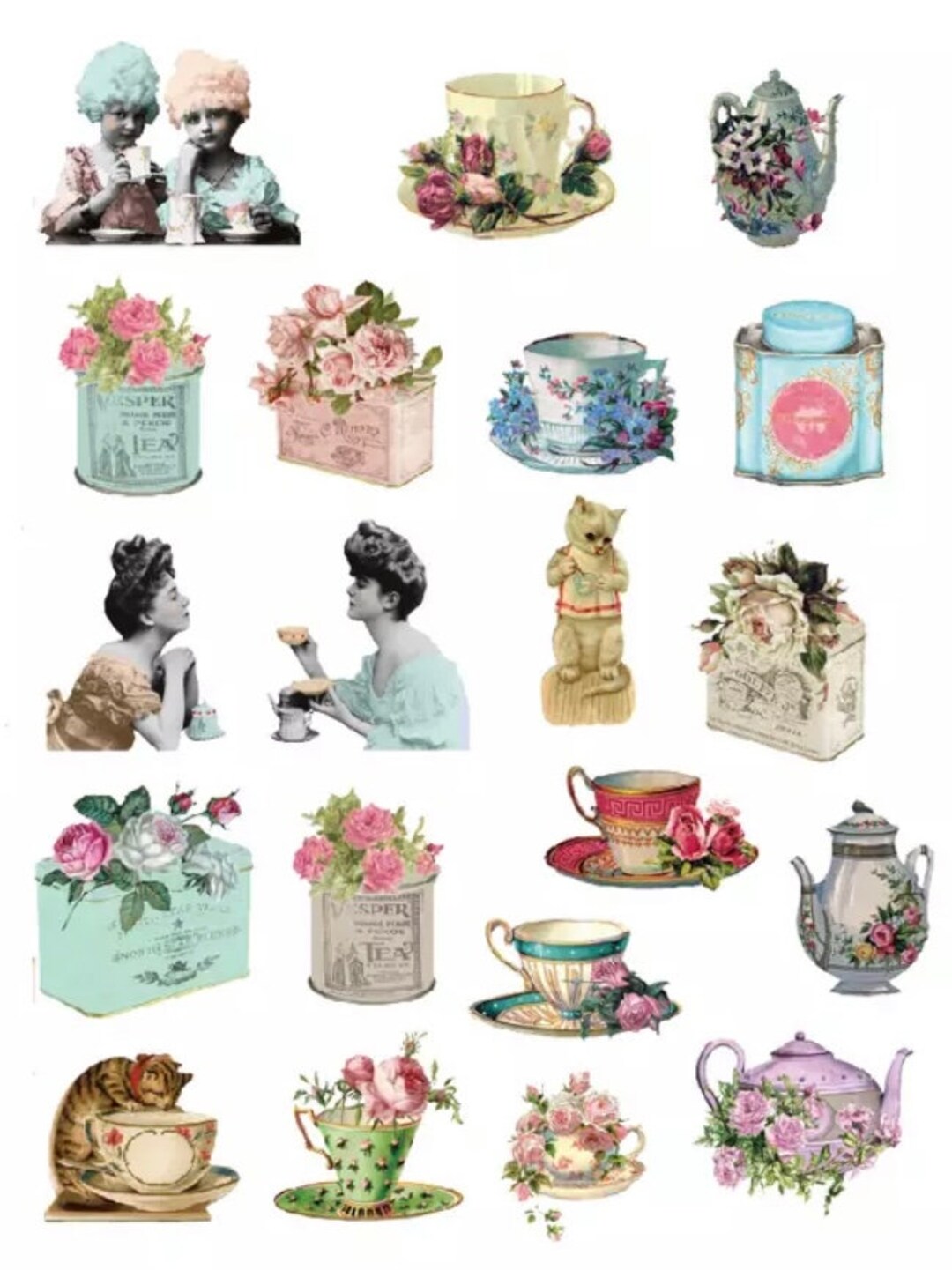 English Tea Stickers 40 Stickers Vintage British Stickers Retro ...