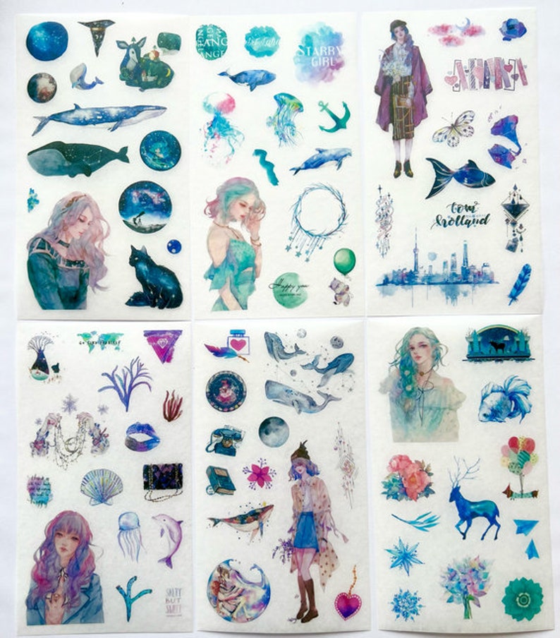 Aesthetic Sticker Sheets Scrapbook Supplies Card Making - Etsy
