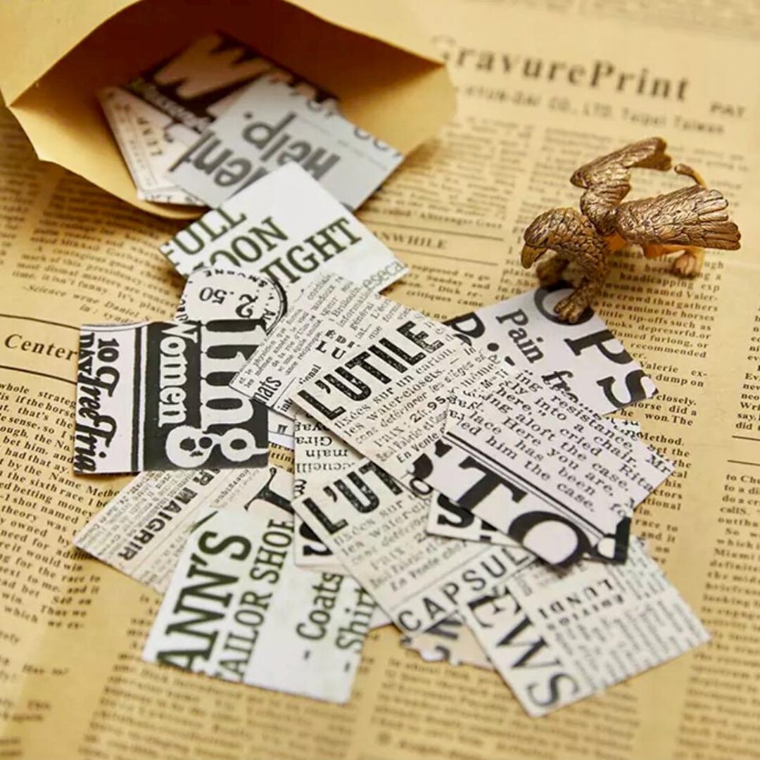 European Newspaper Stickers - 46 Retro Sticker Set - Junk Journal ...