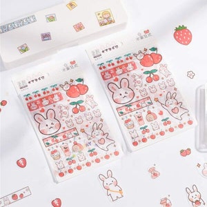 Kawaii Rabbit Stickers - 4 Sheets Bunny Stickers - Scrapbook Supplies ...