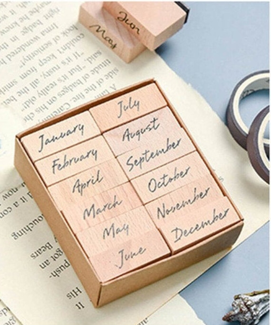 Month Stamps - Diary Supplies - Planner Stamps - Cursive Monthly Stamps ...