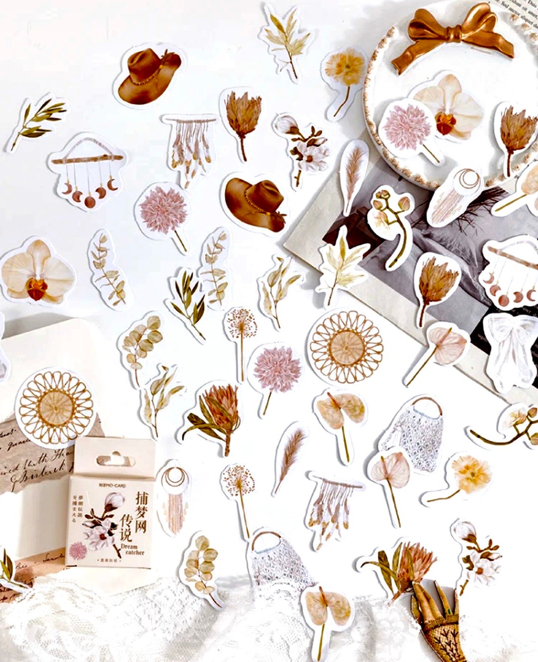 Bohemian Stickers - Decorative Sticker Set - Scrapbook Supplies - 46 ...