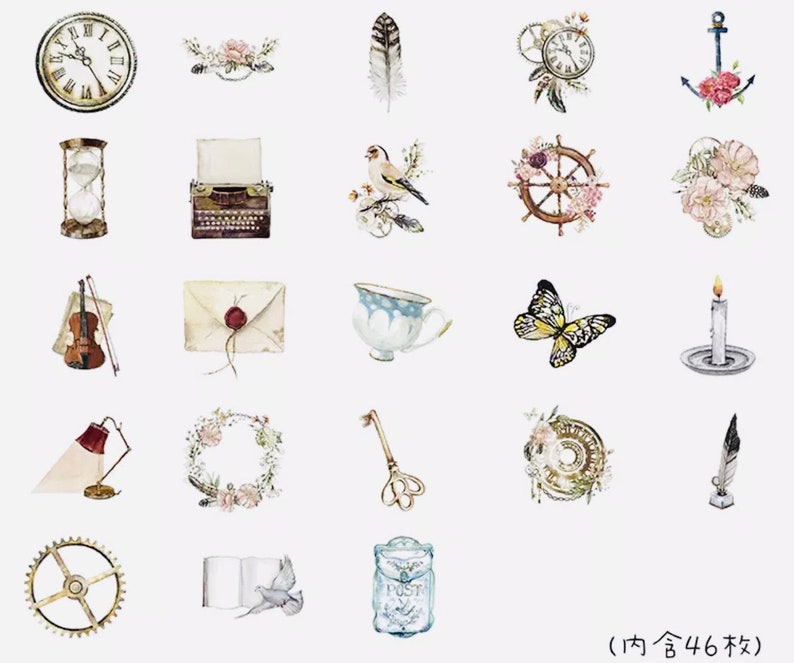 Aesthetic Stickers 46 Journal Stickers Scrapbook Supplies - Etsy