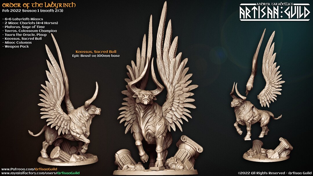 Knossus Sacred Bull, Winged Bull, Order of the Labyrinth , Artisan ...