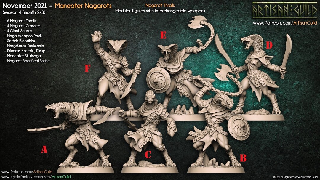 Male and Female Naga Warriors, Naga Thralls, Nagarots, , Artisan Guild ...