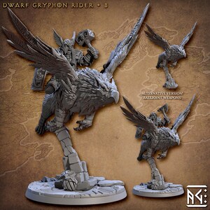 Dwarf Griffon Riders, 3D Printed Miniatures , , Artisan Guild ...