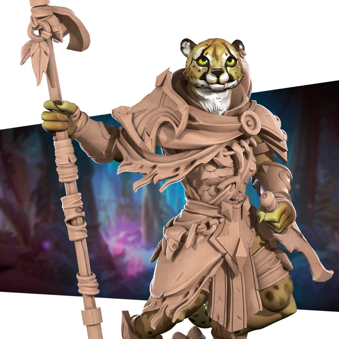 Shakti, the Druid Tabaxi , Bite the Bullet , Tabletop RPG , Dnd , Pathfinder , 3D Printed ...
