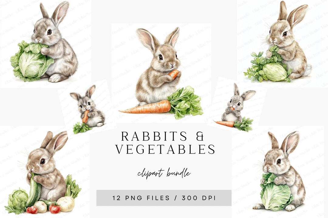 Rabbit and Vegetables PNG Clipart Set, Perfect Images for All Your ...