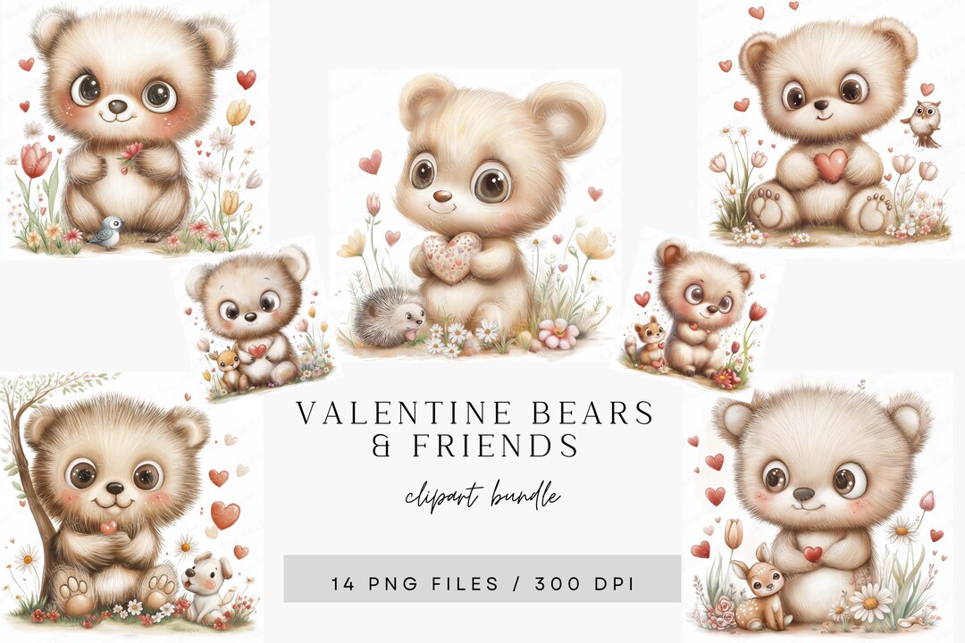 Valentine's Day Bear & Friends PNG Clipart Collection, High-quality ...