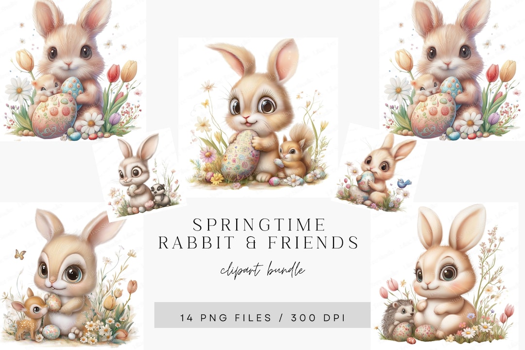 Rabbit and Friends PNG Clipart Set, Perfect Images for All Your ...