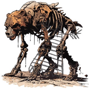 Skeleton Bear SVG | Cyberpunk Animal Illustration PNG, PSD Digital File ...