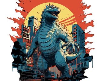Godzilla Attack SVG PNG, PSD Digital File High-quality Artwork for ...