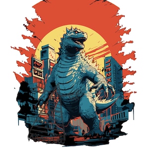 Godzilla City Attack Artwork | SVG PNG PSD (digital File) - Etsy