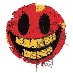 Red Smiley Face SVG | Bold Urban Art PNG, PSD | Winking Emoticon ...