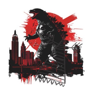 Red Godzilla Attack SVG | PNG, PSD Digital File | High-quality Artwork ...