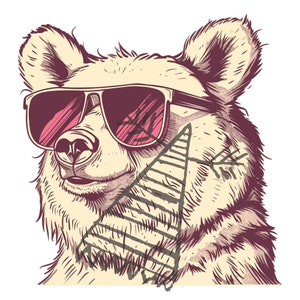 Cool Bear Head SVG | Grizzly Bear Sunglasses PNG, PSD Digital File ...