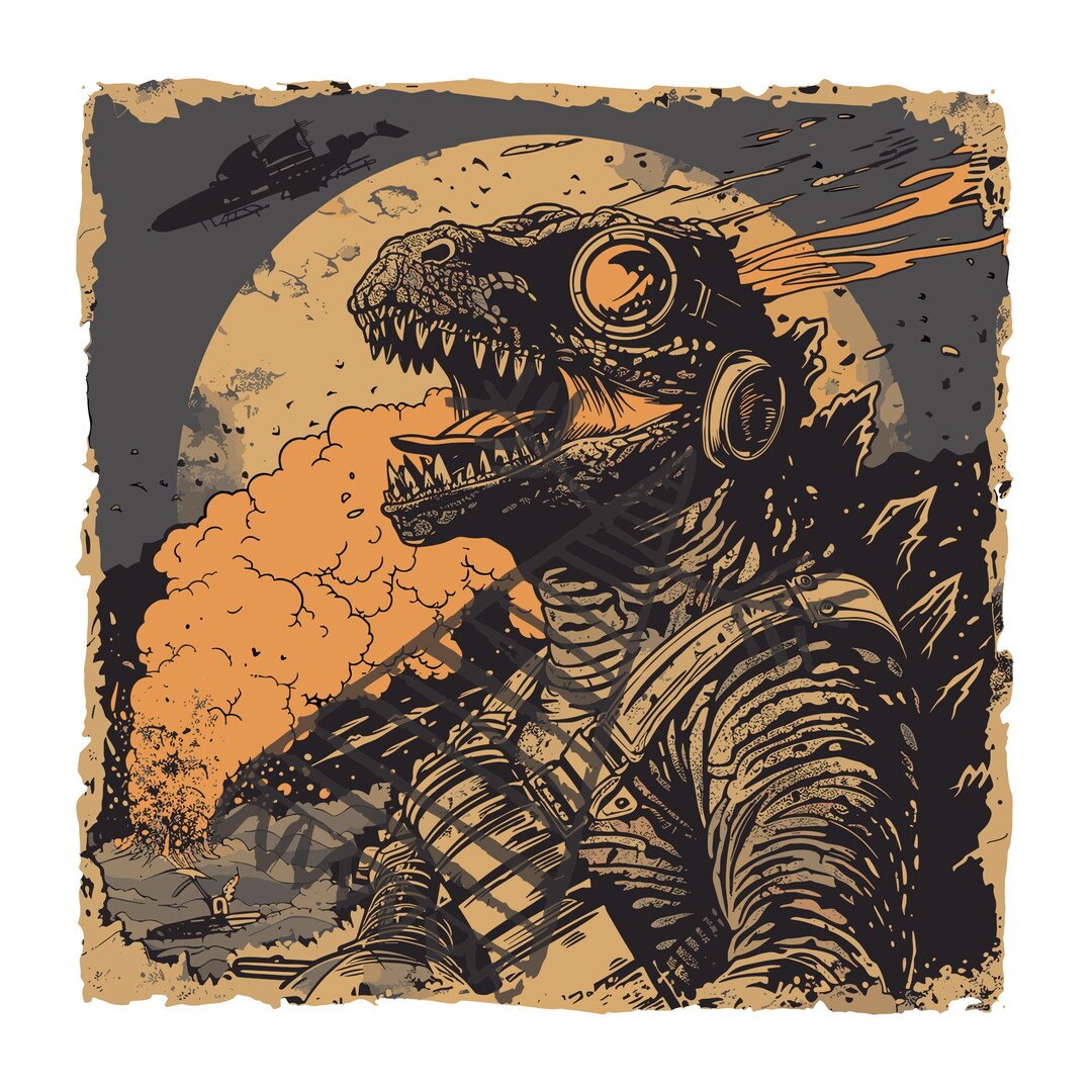 Crazy Godzilla SVG | Pilot Vintage Design PNG, PSD Digital File | High ...