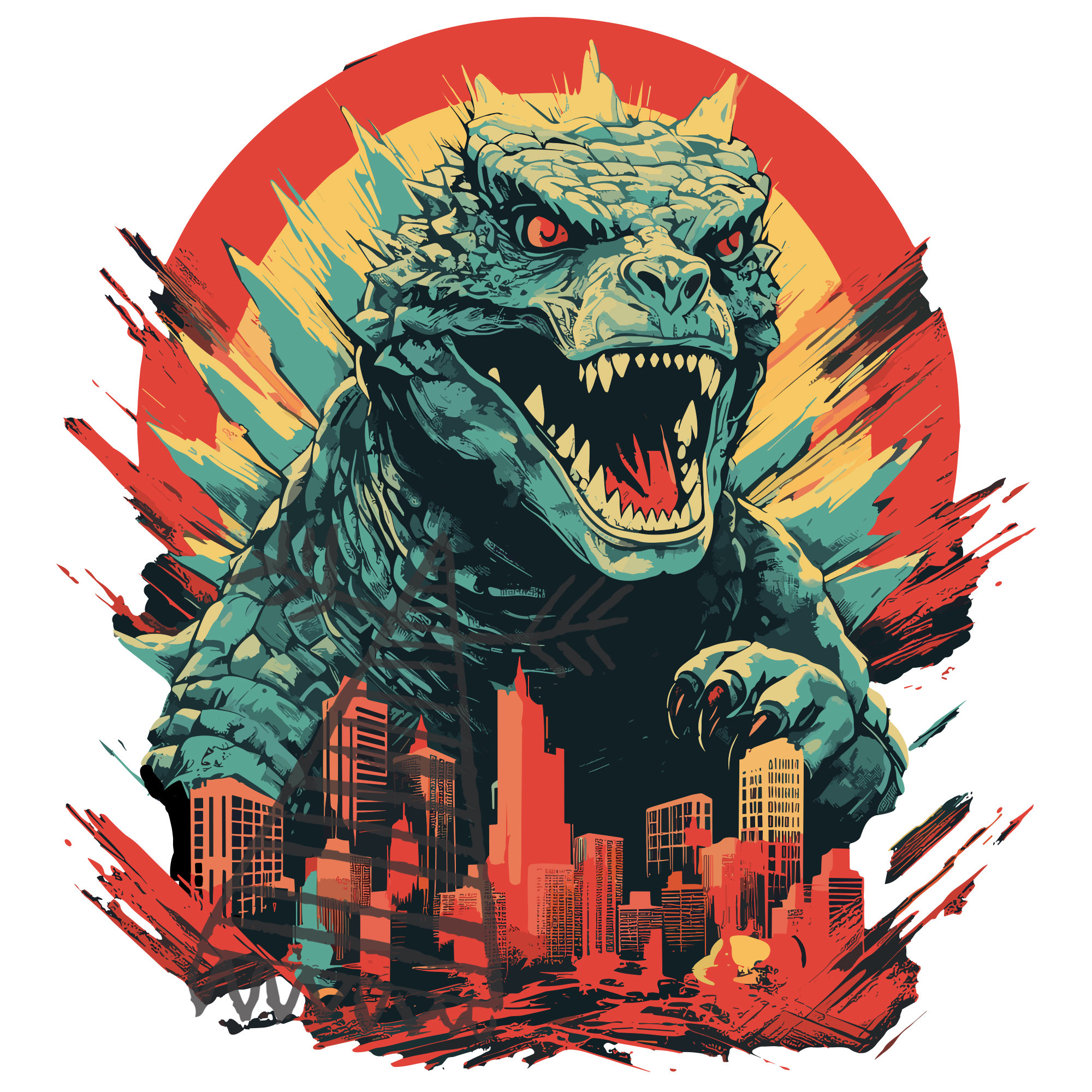 Godzilla Attack SVG / PNG, PSD Archivo digital / Obras de arte de alta ...