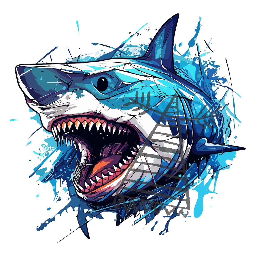 Shark Attack Graphic | SVG, PNG, PSD (digital File) - Etsy