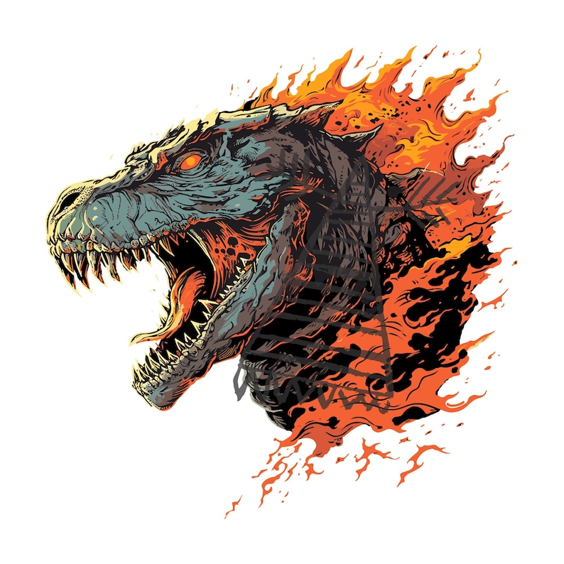 Godzilla Fire Attack SVG PNG, PSD Digital File High-quality Artwork for ...