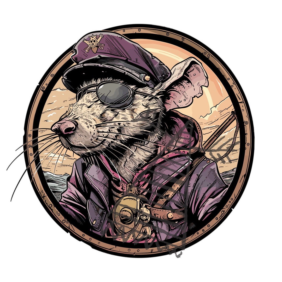 Sea Captain Mouse Illustration - Digital Art in SVG, PSD, PNG Formats ...